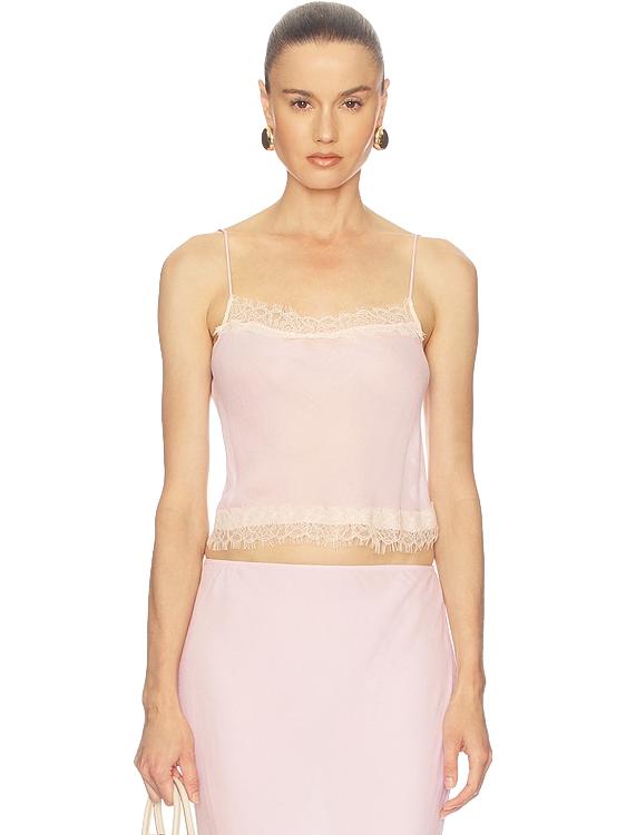 HELSA Helsa Viscose Georgette Cami with Lace Trim